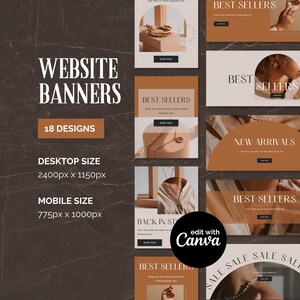 Boho Website Banners, Editable Banners Shopify, DIY Banners, Website ...