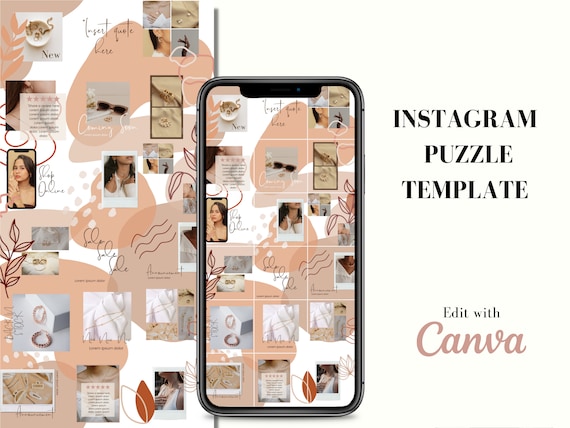 Instagram Puzzle Template Boho IG Puzzle Grid Beige - Etsy