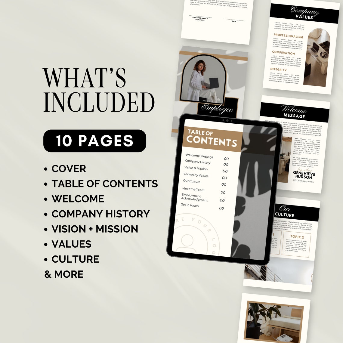 Employee Handbook Template, New Hire Onboarding Welcome Packet, HR ...
