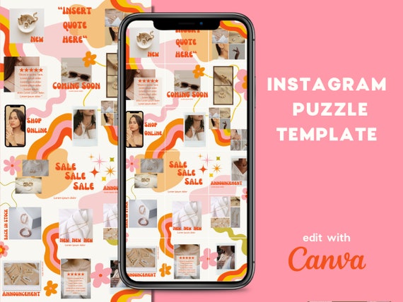 Instagram Puzzle Template Retro IG Puzzle Grid Retro Pink - Etsy