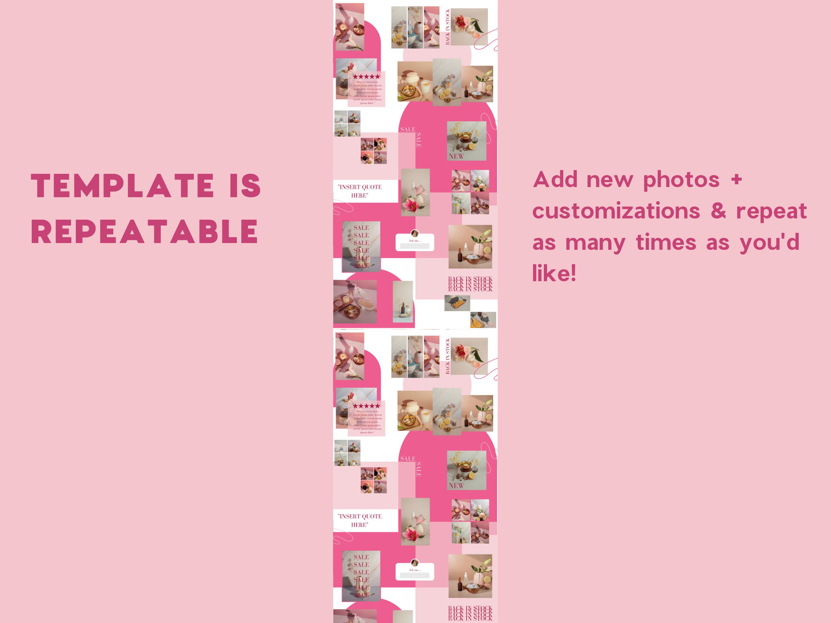 Instagram Puzzle Template Pink IG Puzzle Grid Minimalist Modern Social ...