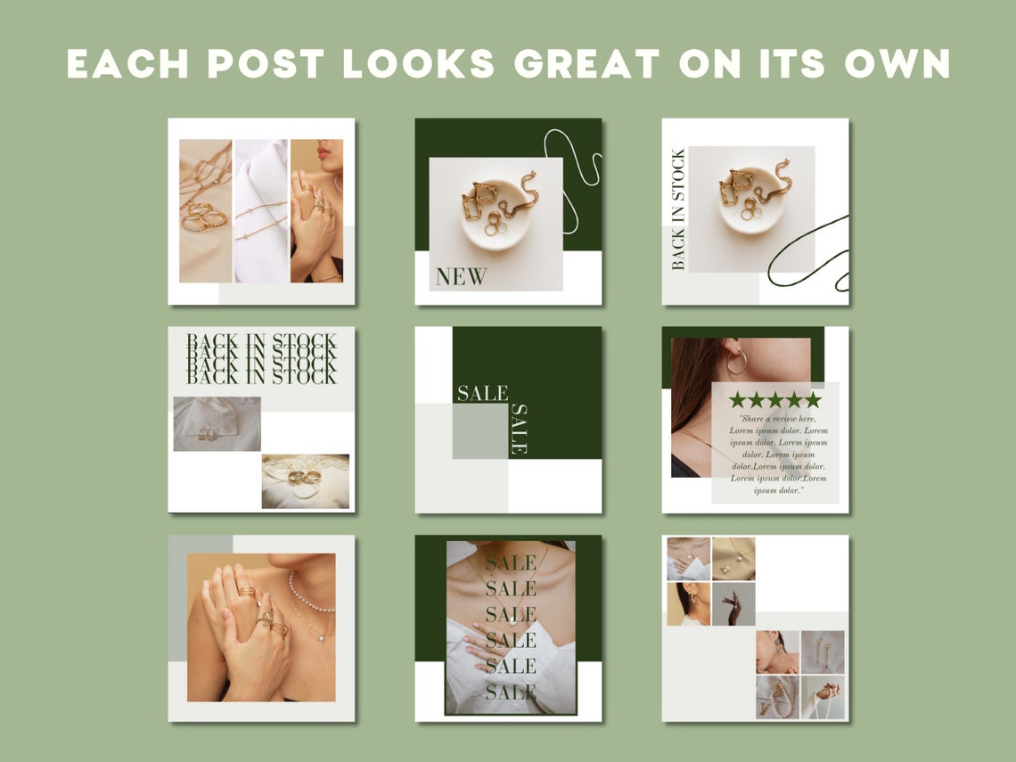 Instagram Puzzle Template Green | IG Puzzle Grid | Green Minimalist ...