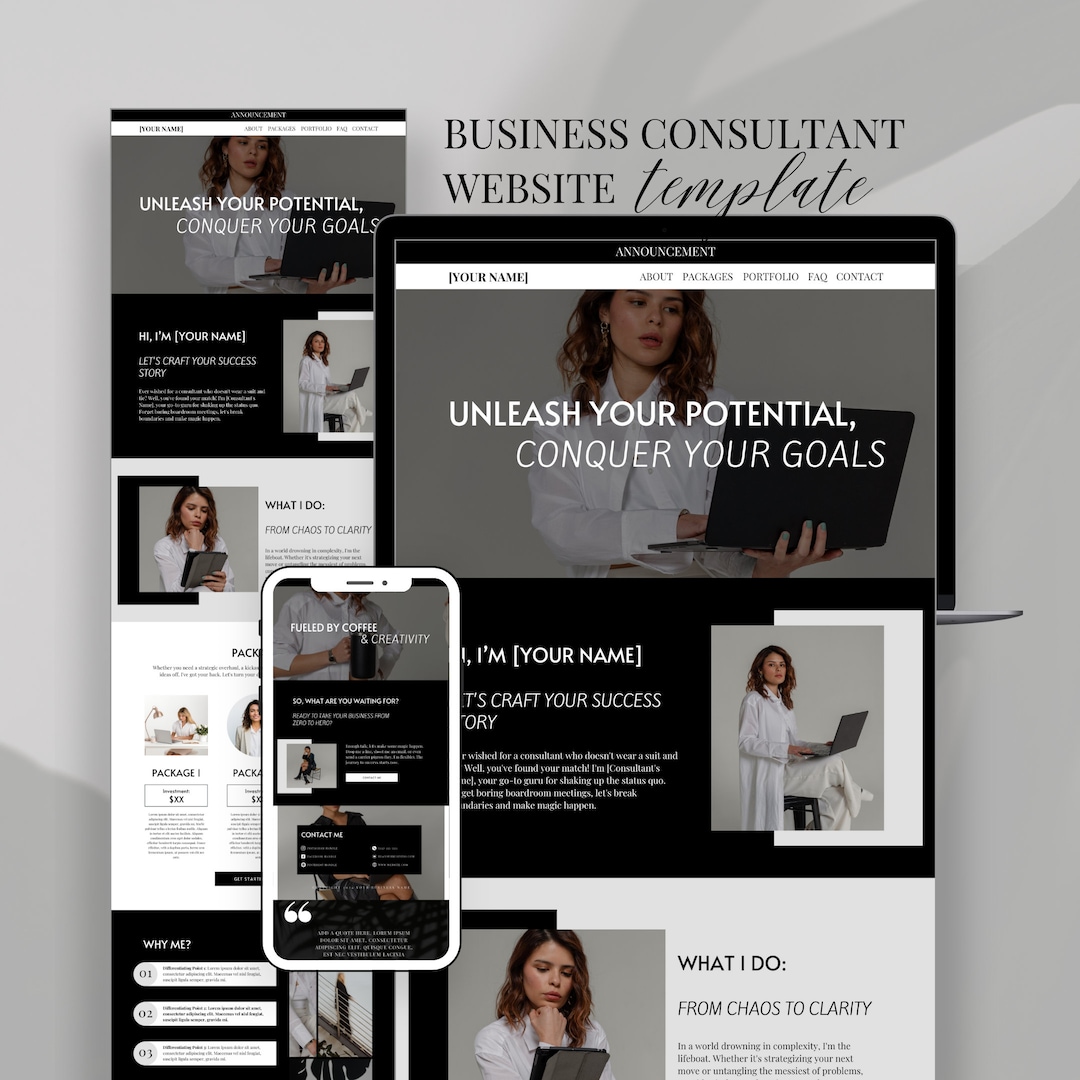 Business Consultant Canva Website Template, Coach Consulting Course ...