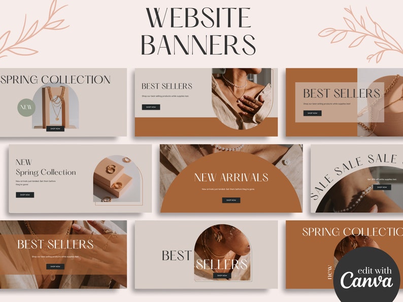 Boho Website Banners Editable Banners Shopify DIY Banners - Etsy