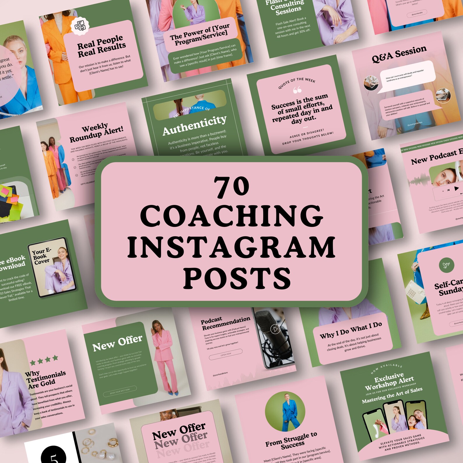 70 Coaching Instagram Post Templates, Life Coach Canva Templates ...