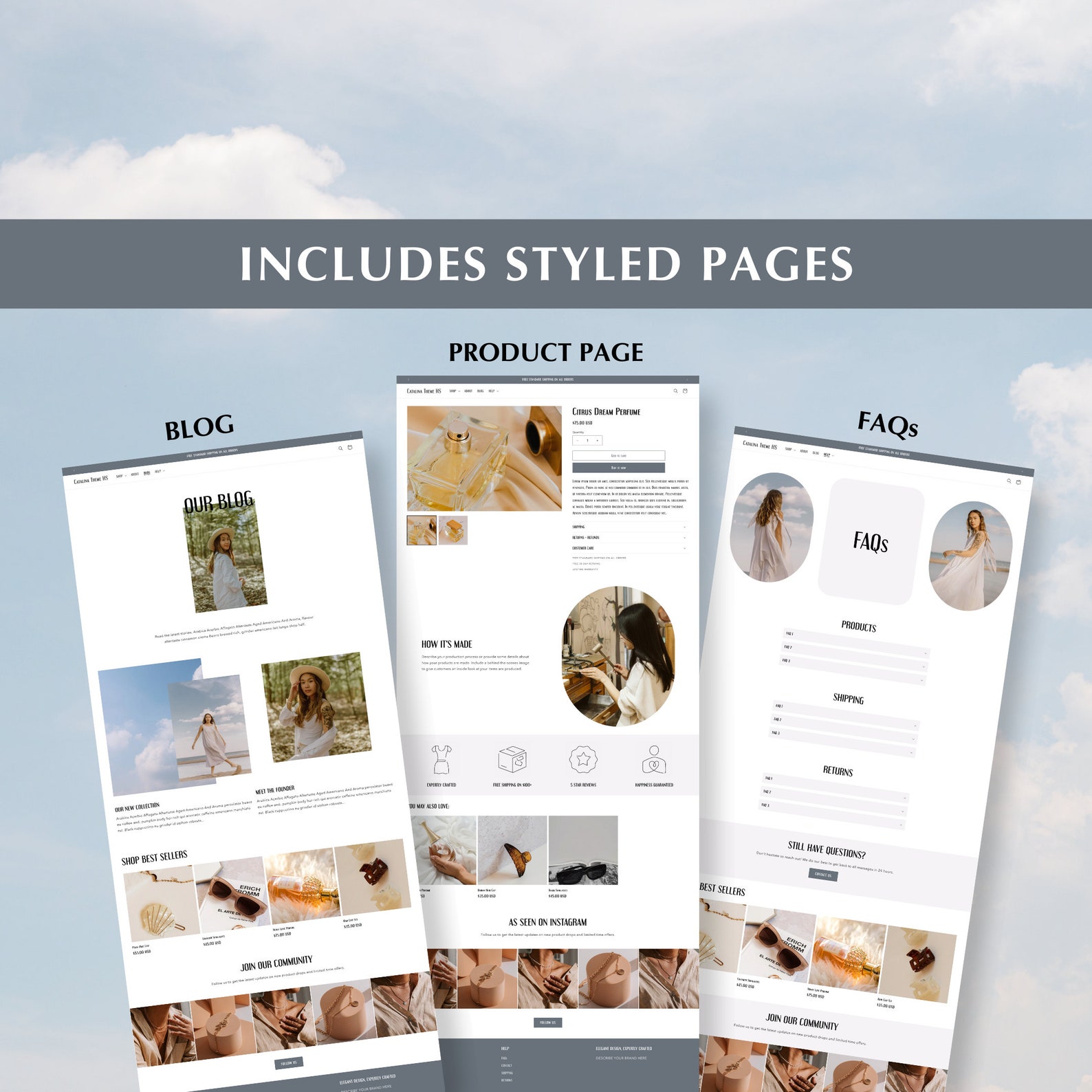 Shopify Theme Minimalist, Aesthetic Luxury Website Design, Elegant ...