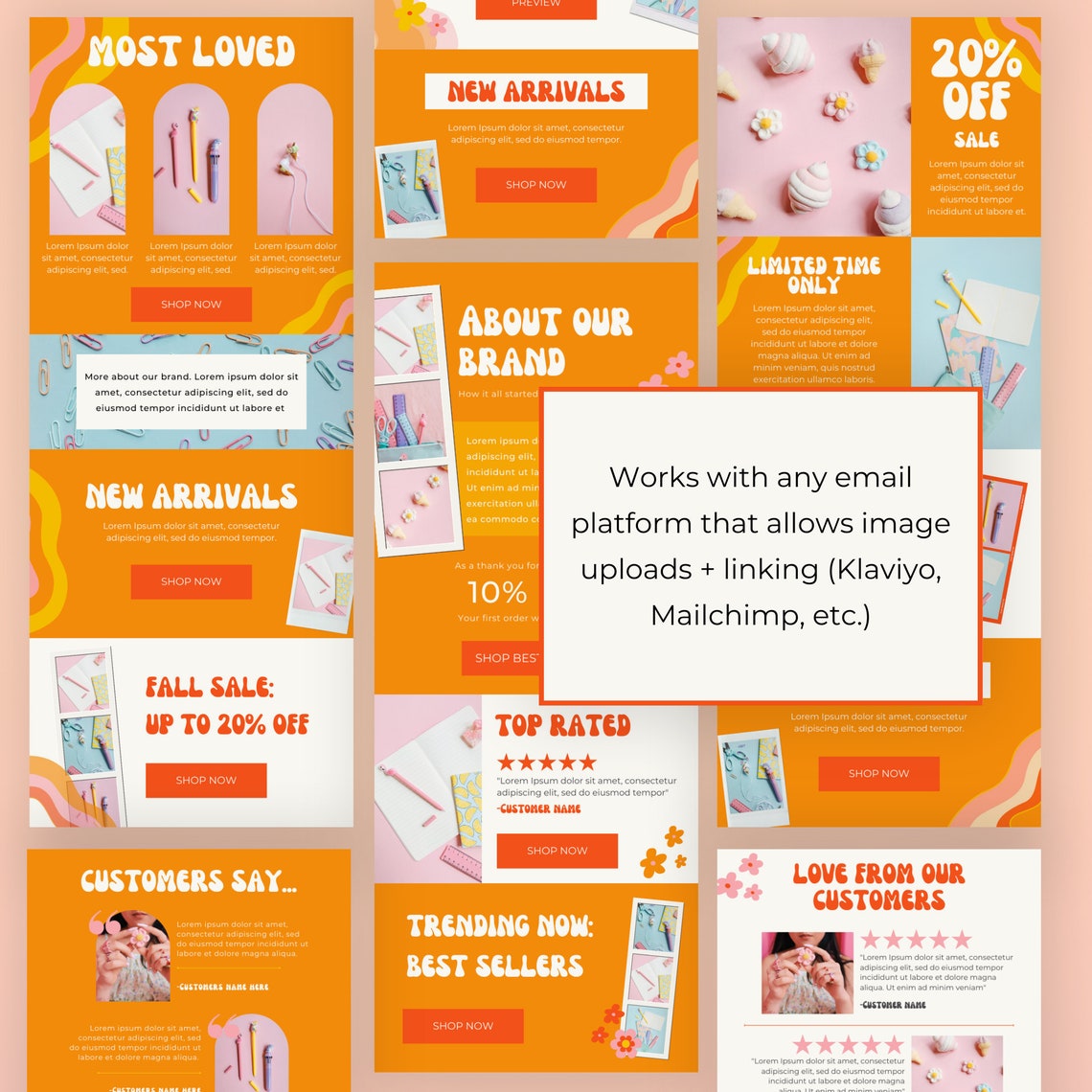 Retro Email Marketing Templates, Editable Canva Template for Fashion ...