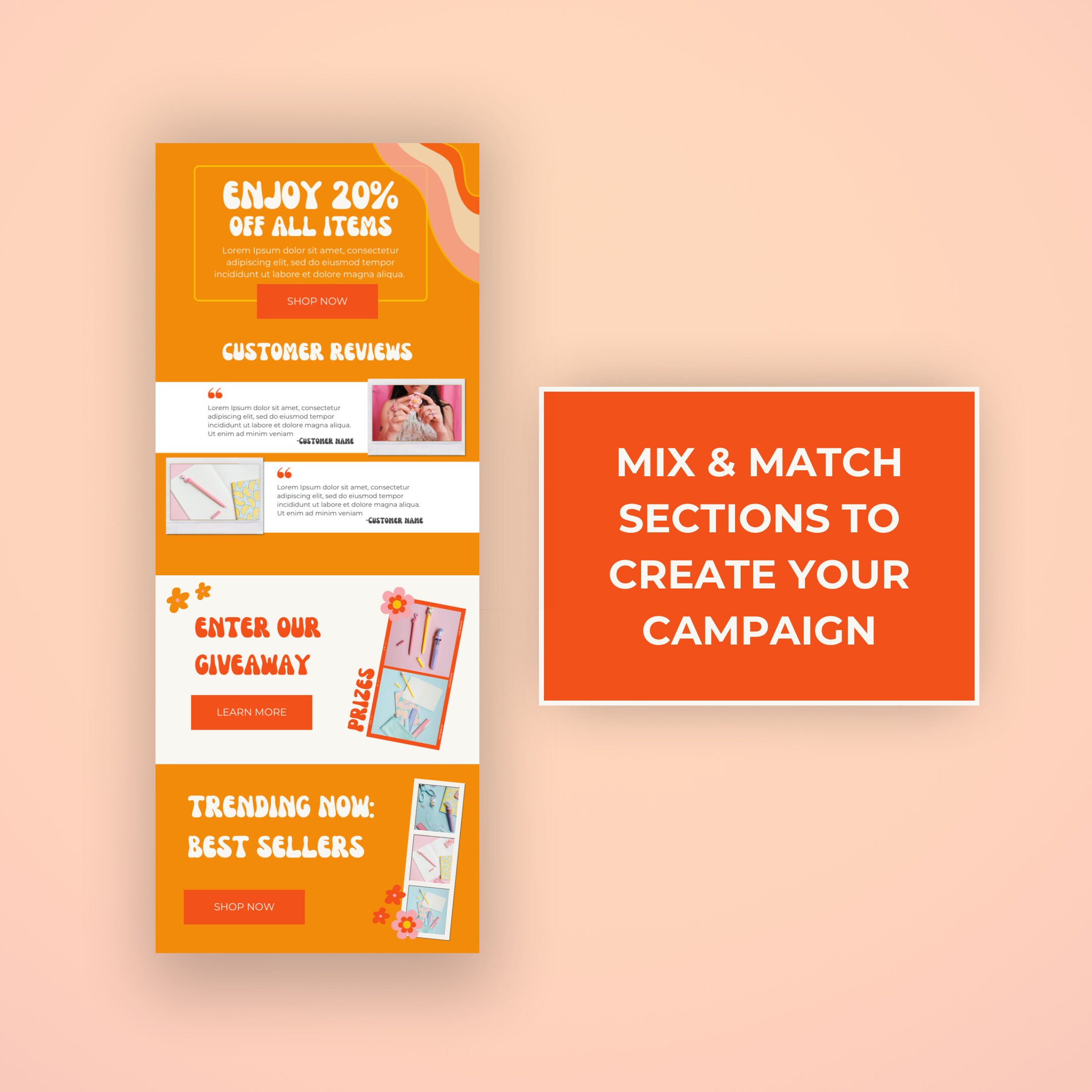 Retro Email Marketing Templates, Editable Canva Template for Fashion ...