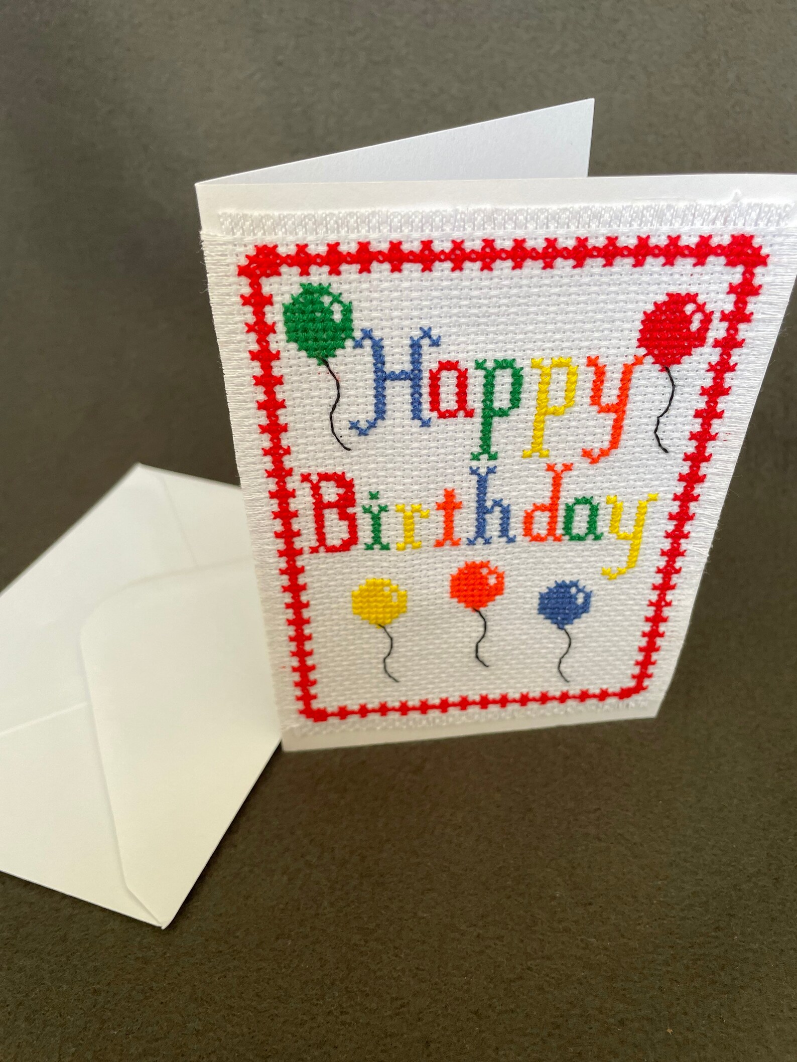 Cross Stitch Card Kit Happy Birthday Card Rainbow Balloons A6 Card ... Cross Stitch Card Kit Happy Birthday Card Rainbow Balloons A6 Card ...
