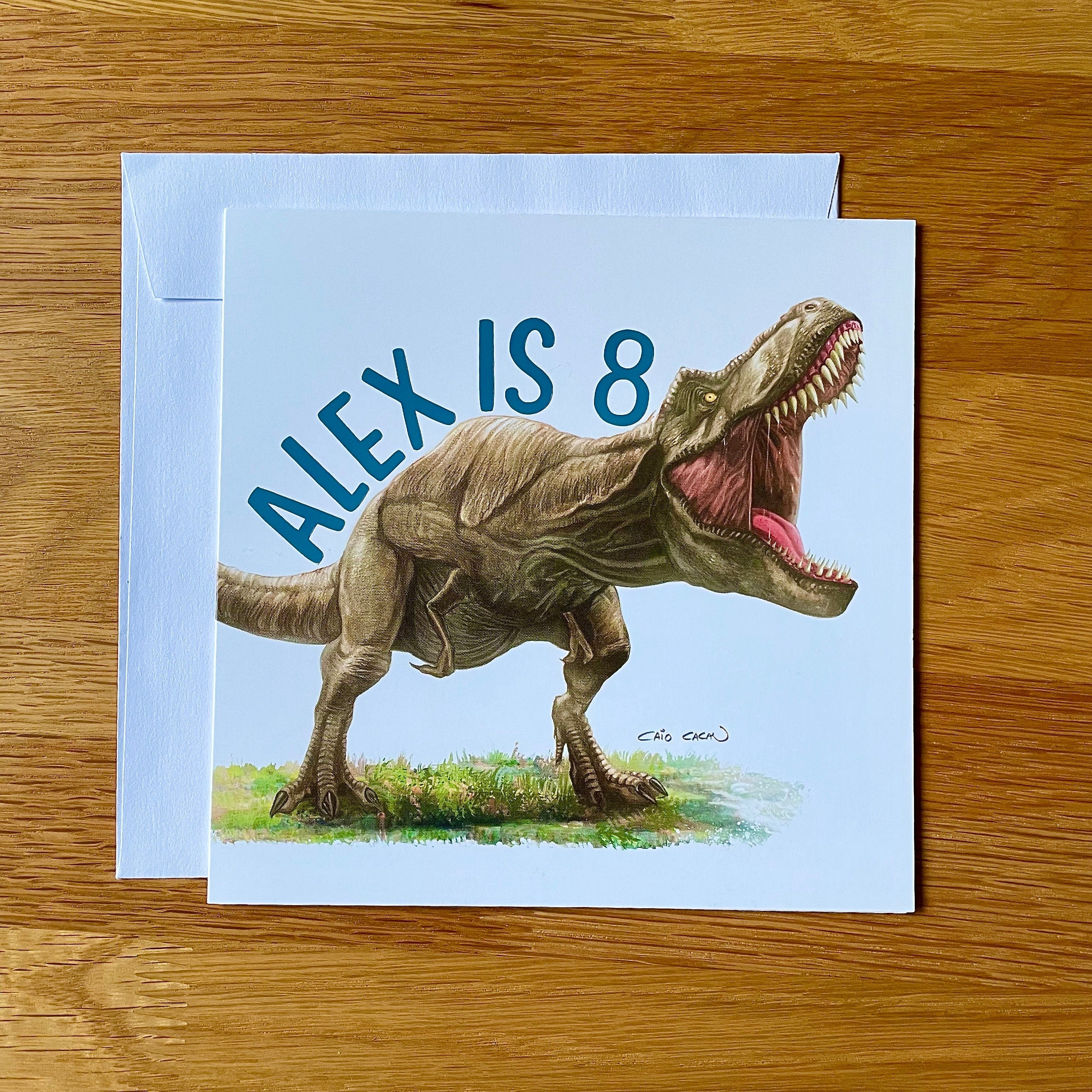 Personalised Dinosaur Birthday Card, Realistic T-rex Card, T-rex ...