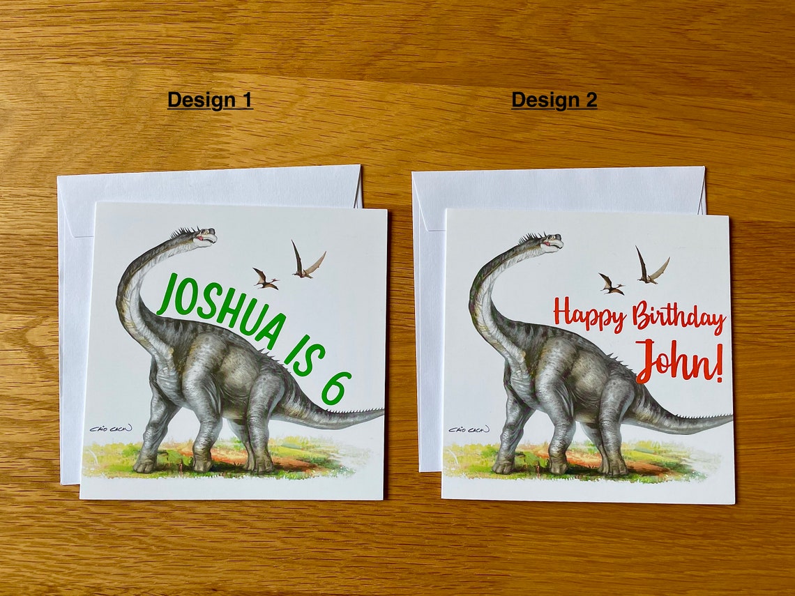 Personalised Dinosaur Birthday Card Realistic Brachiosaurus - Etsy UK