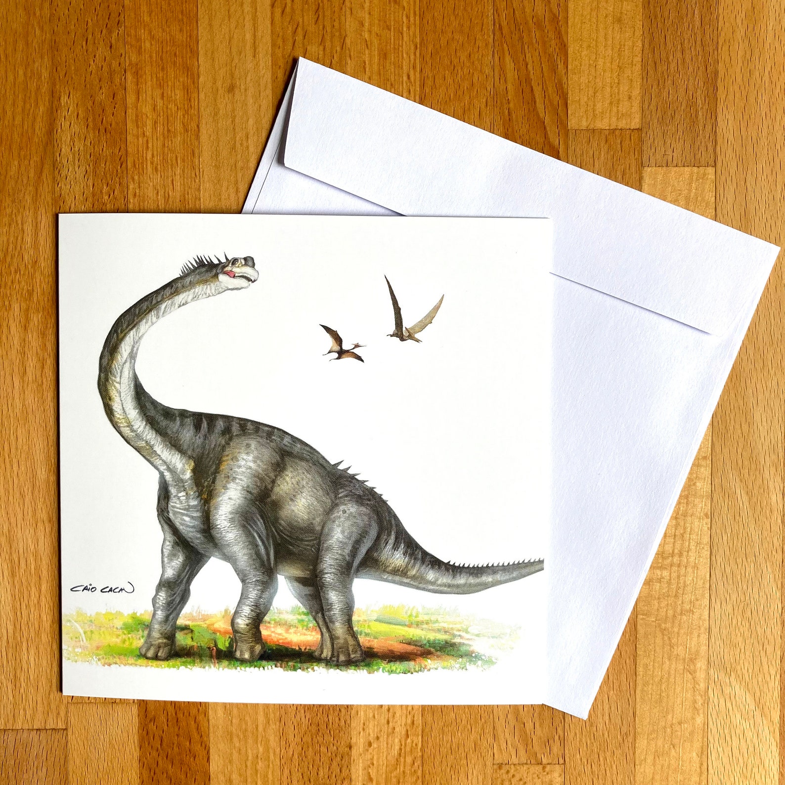 Personalised Dinosaur Birthday Card, Realistic Brachiosaurus Diplodocus ...
