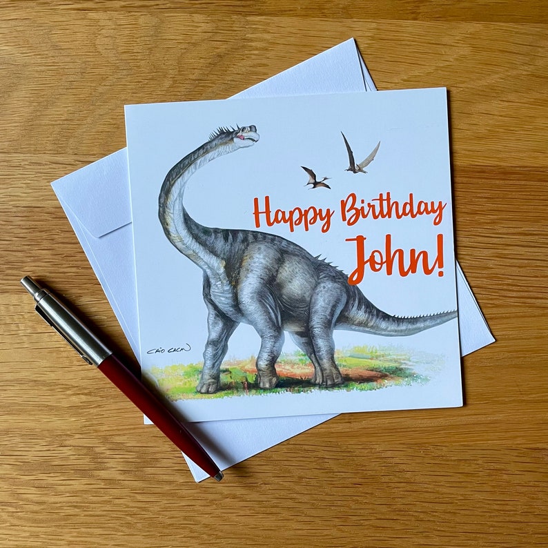 Personalised Dinosaur Birthday Card Realistic Brachiosaurus - Etsy UK