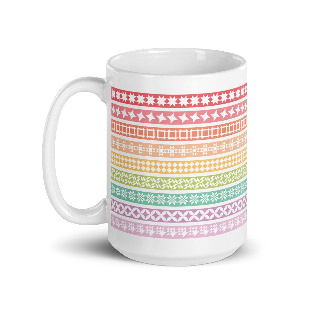 Sherbet Stripes Quilt Block Mug - Etsy