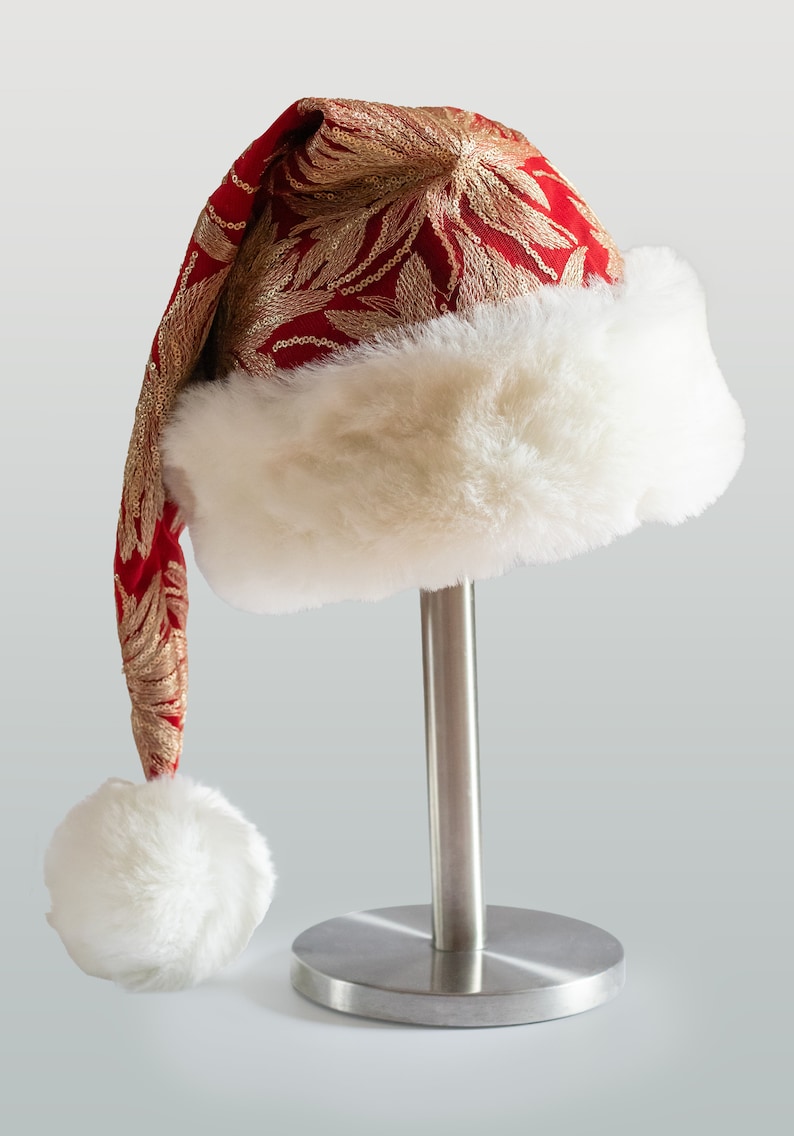 Gold Embroidered Santa Hat - Etsy