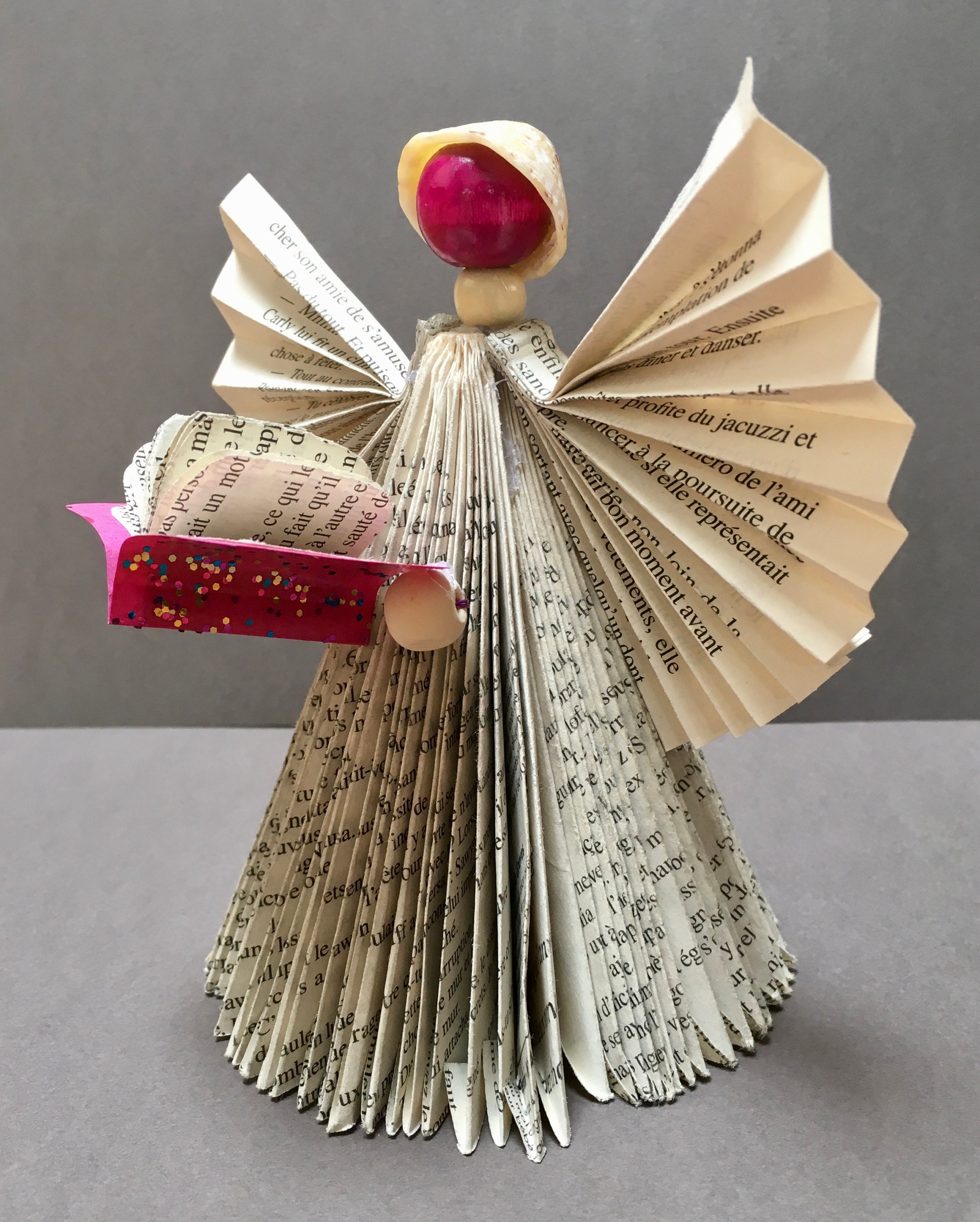 Handmade Angel With Seashell in Book Folding - Etsy Australia