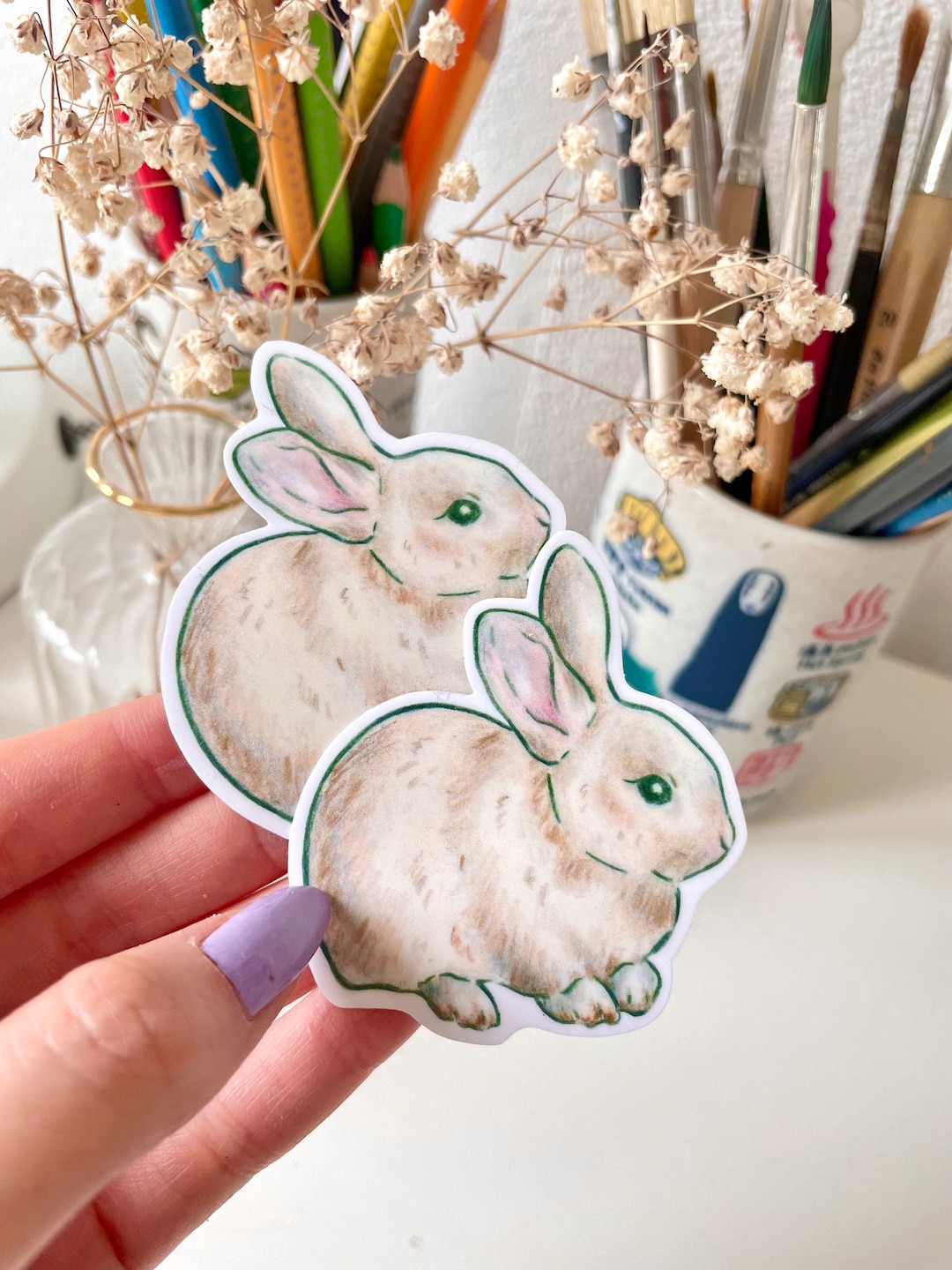 Bunny Sticker Waterproof Vinyl Stickers, Cute Rabbit Decal, Animal ...