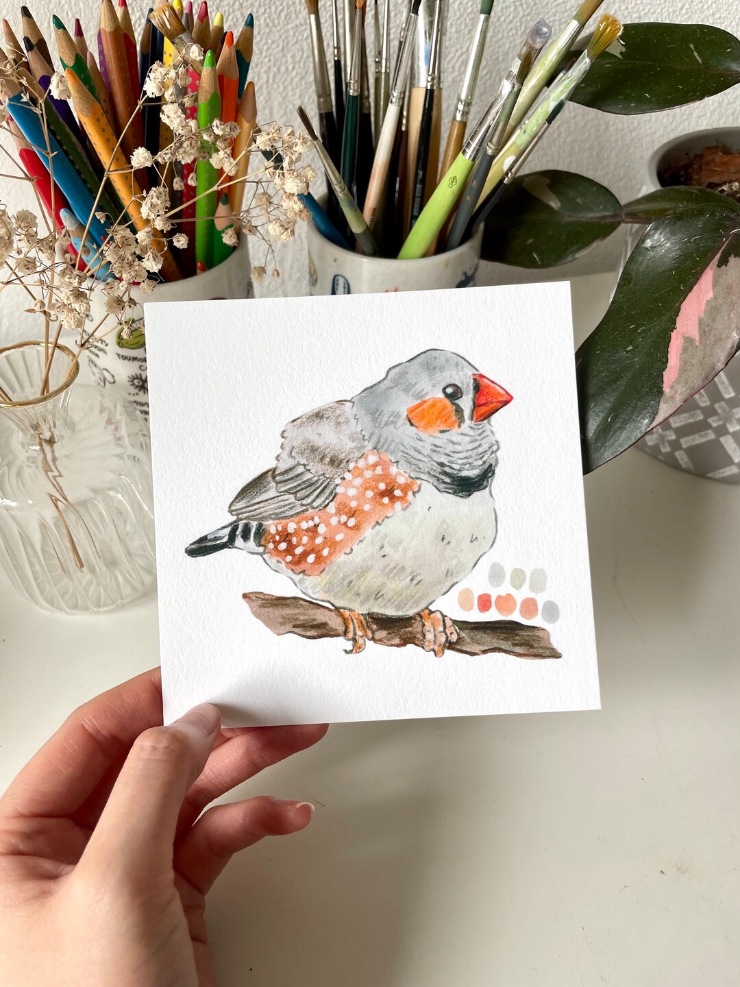 Zebra Finch Art Print – Cute Finch Artwork, Bird Wall Art, Bird Lover ...