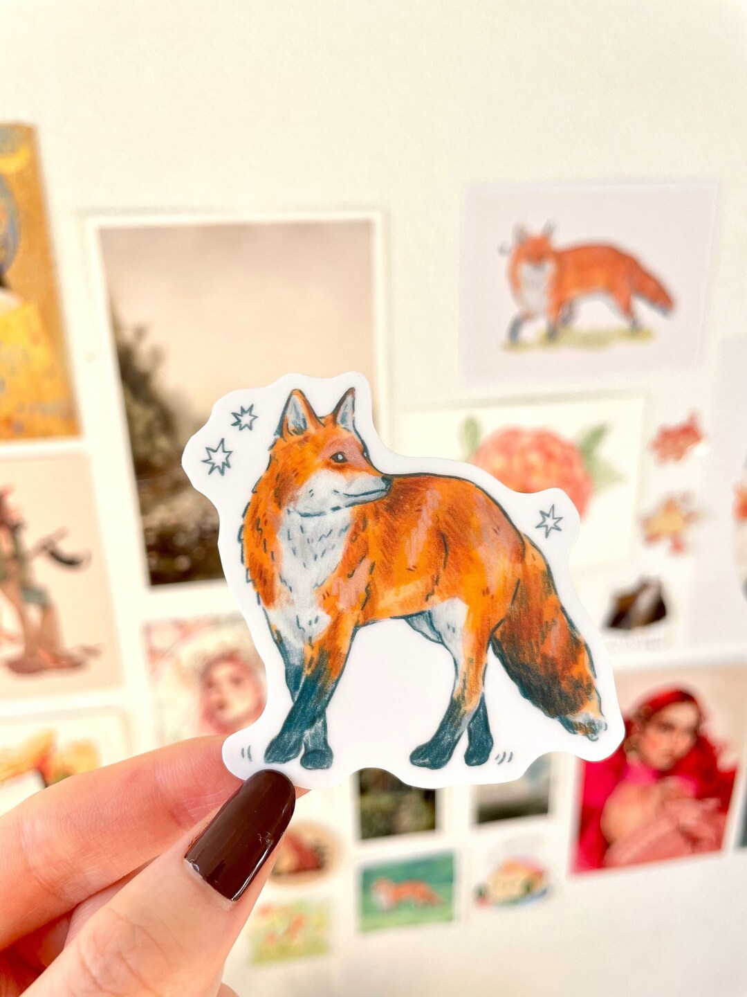 Fox Sticker – Waterproof Vinyl Sticker, Cute Red Fox Stationery, Laptop ...