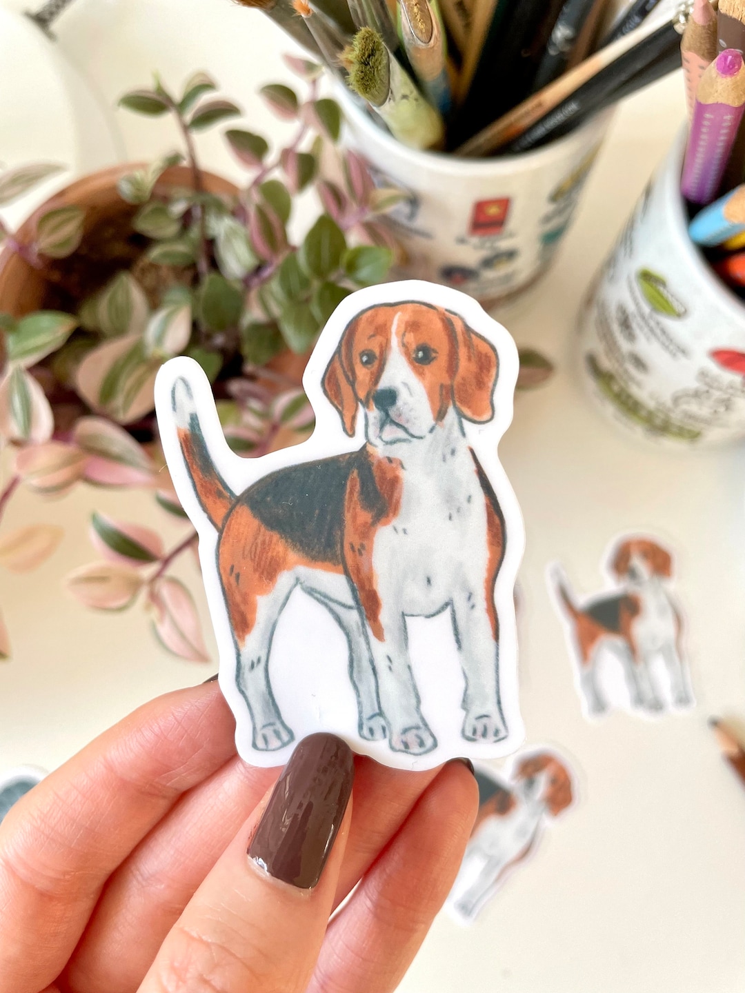 Beagle Sticker Waterproof Vinyl Sticker, Cute Dog Stationery, Laptop ...