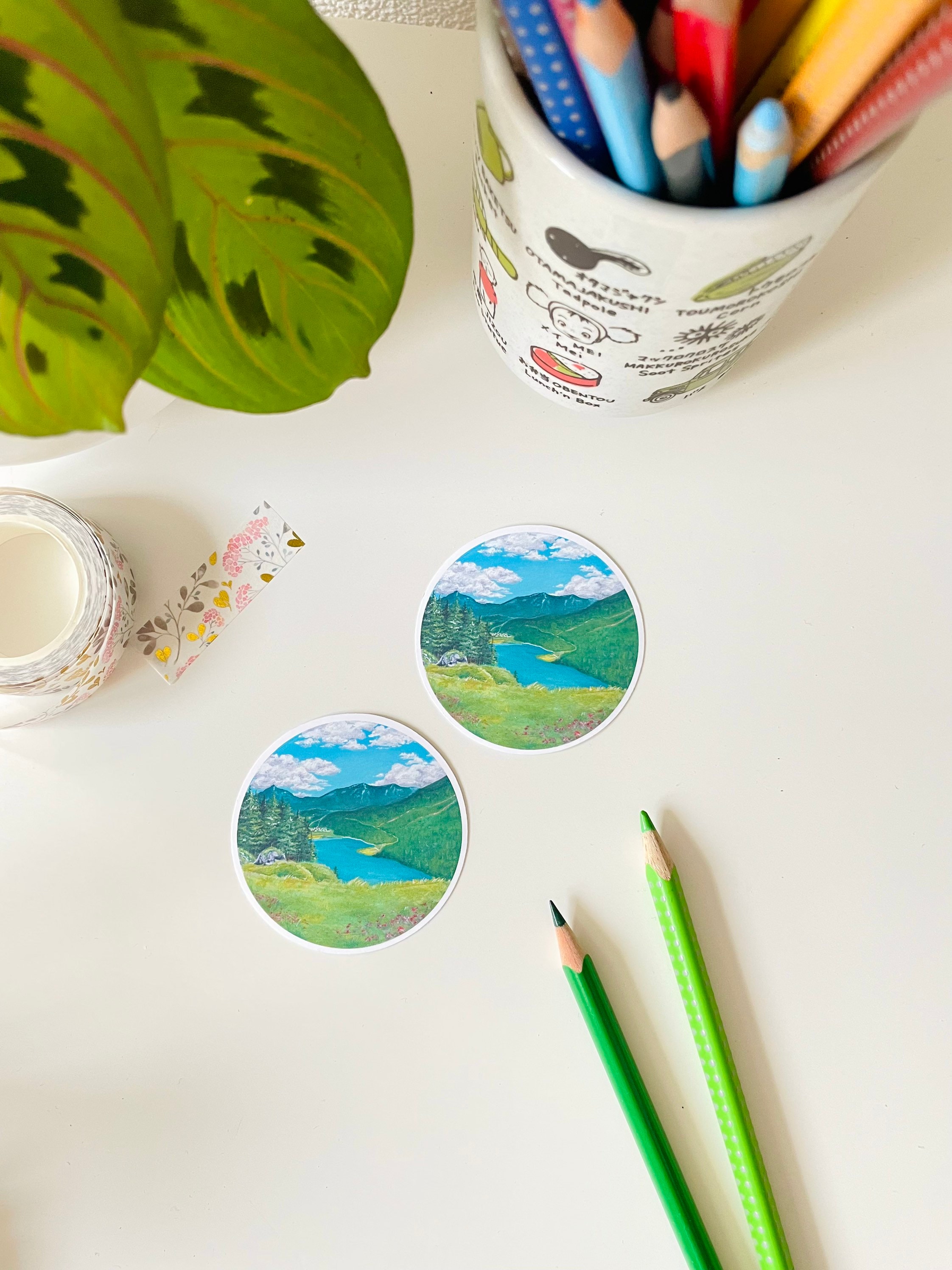 Mountain Landscape Vinyl Sticker Waterproof Cute Landscape Painting ...