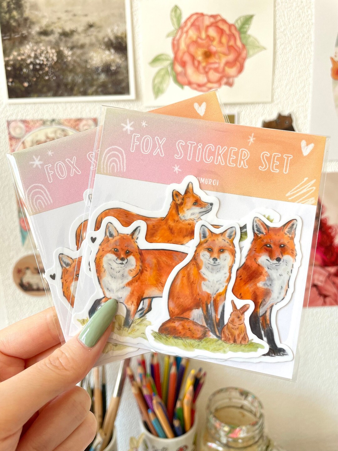 Fox Sticker Pack – 4 Waterproof Vinyl Stickers, Red Fox Decal, Wildlife ...