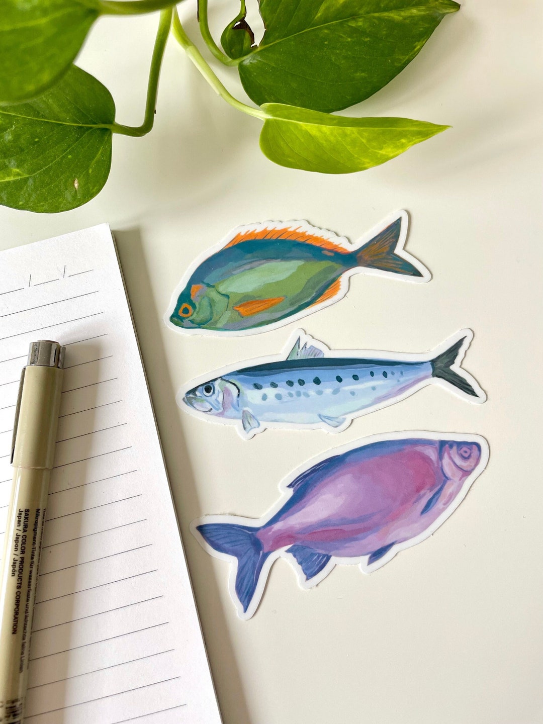 Fish Sticker Set - Waterproof Vinyl Sticker, Sea Life Decal, Cute Fish ...