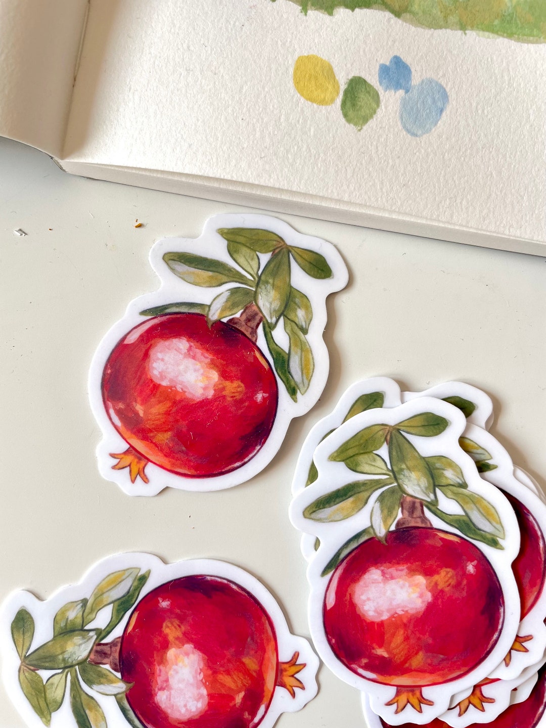 Pomegranate Sticker – Waterproof Vinyl Sticker, Food Stationery, Laptop ...