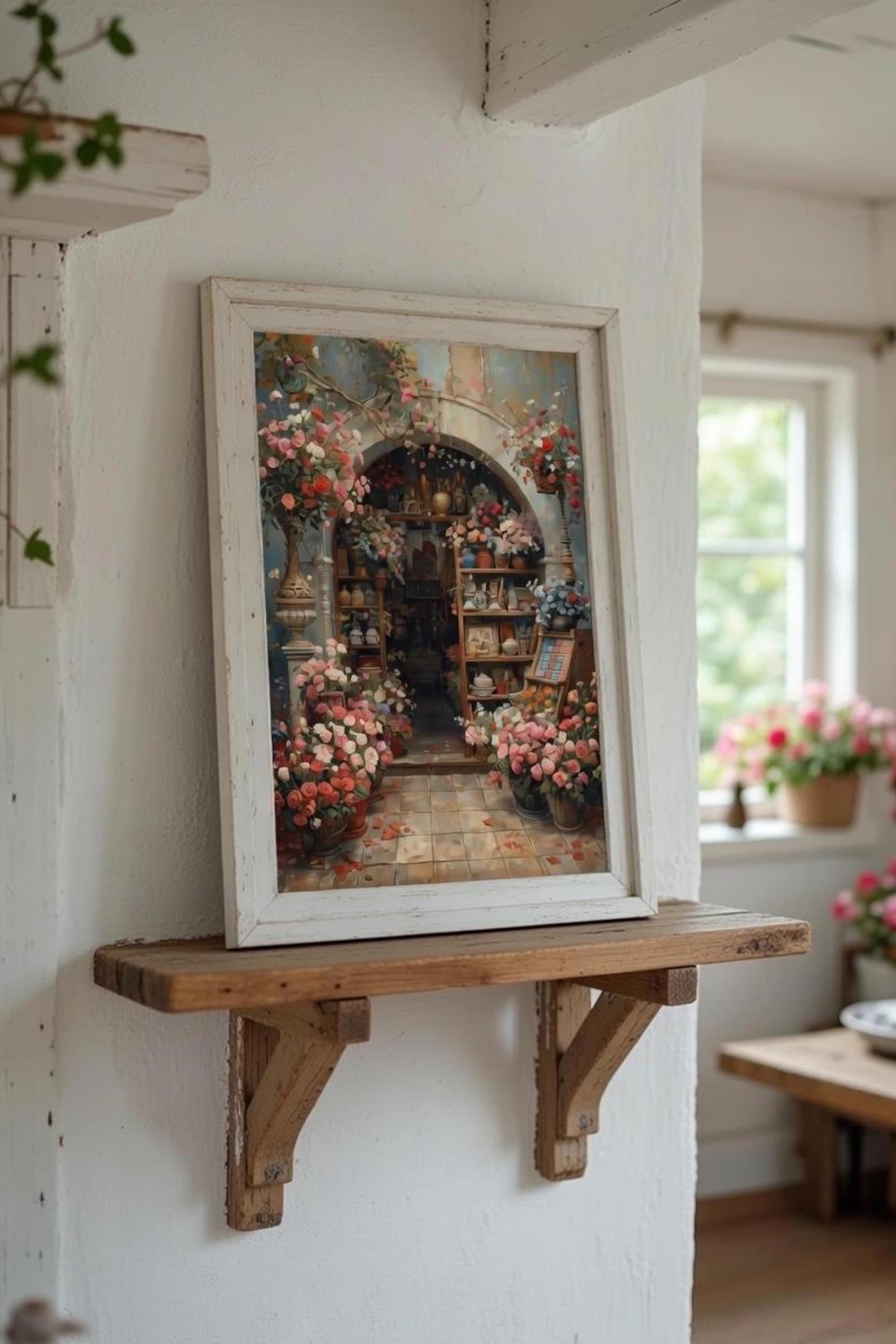 Valentine's Day Flower Shop Art Print | Vintage Floral Entrance ...