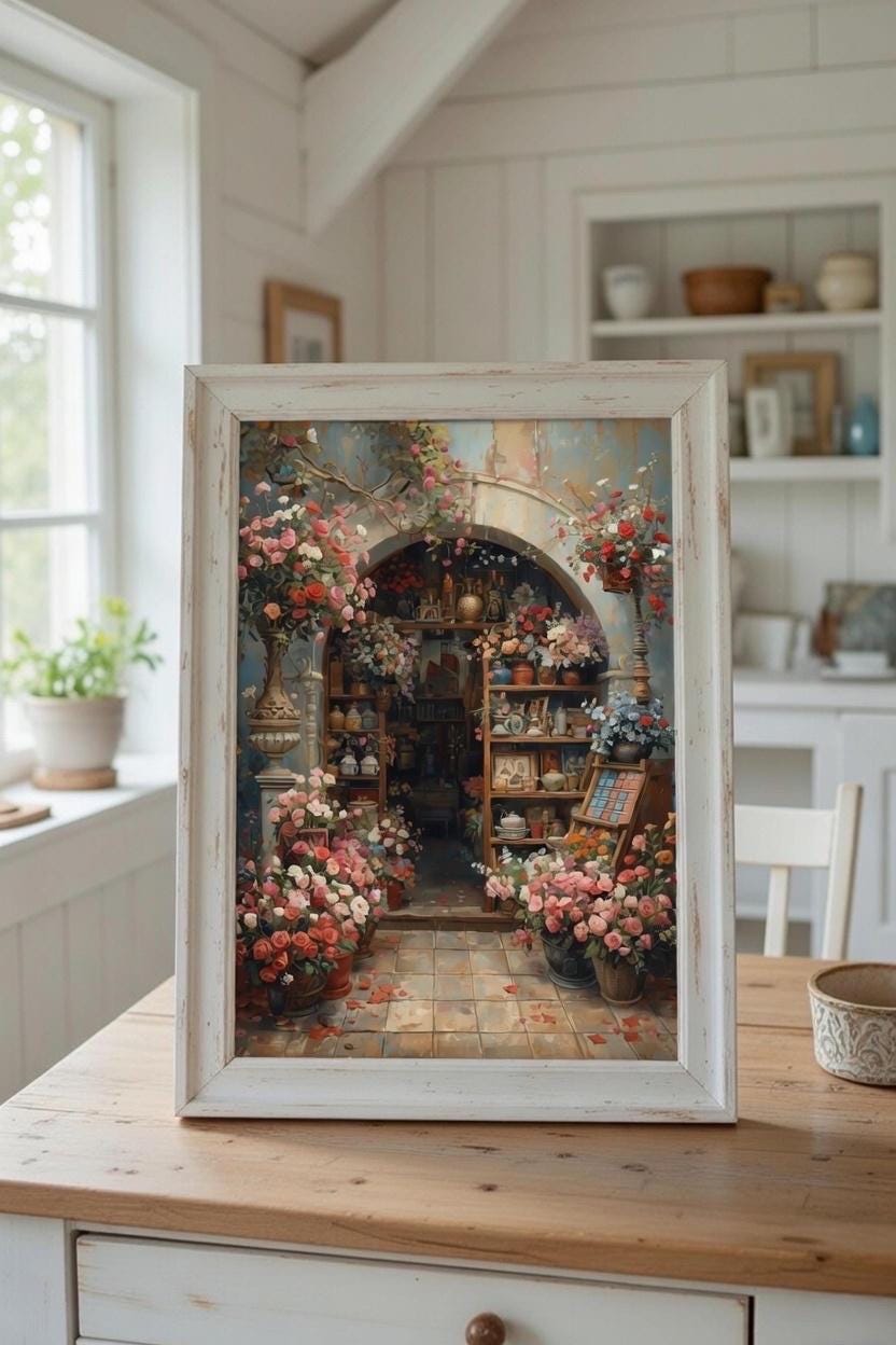 Valentine’s Day Flower Shop Printable Wall Art | Romantic Roses Floral ...