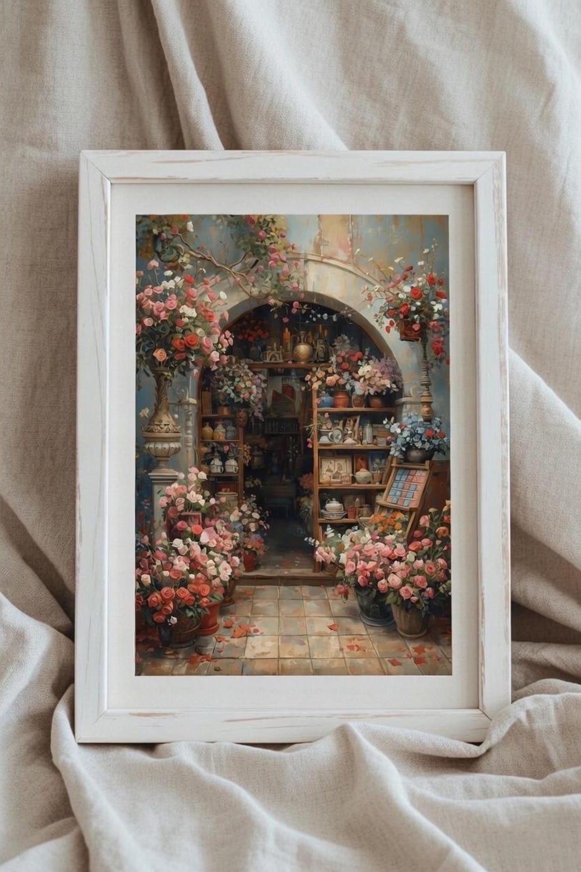 Valentine's Day Flower Shop Art Print | Vintage Floral Entrance ...