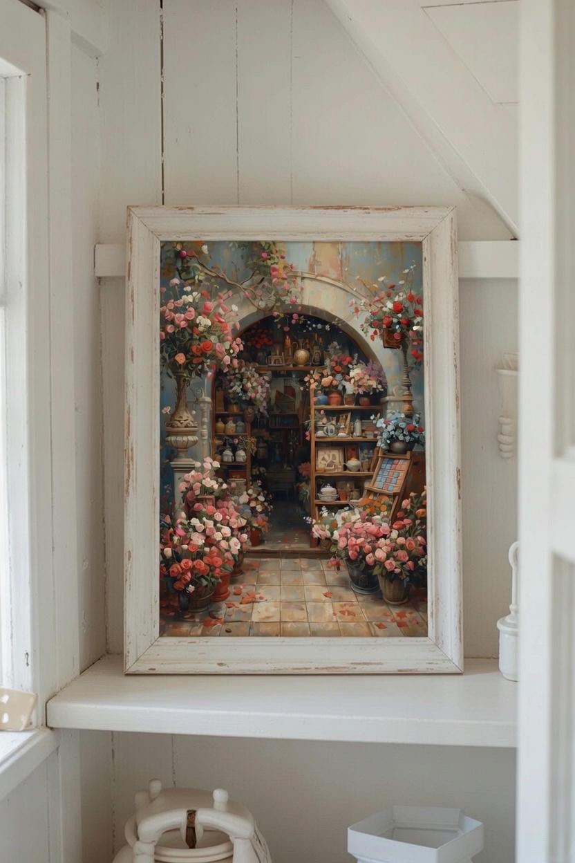 Valentine's Day Flower Shop Art Print | Vintage Floral Entrance ...