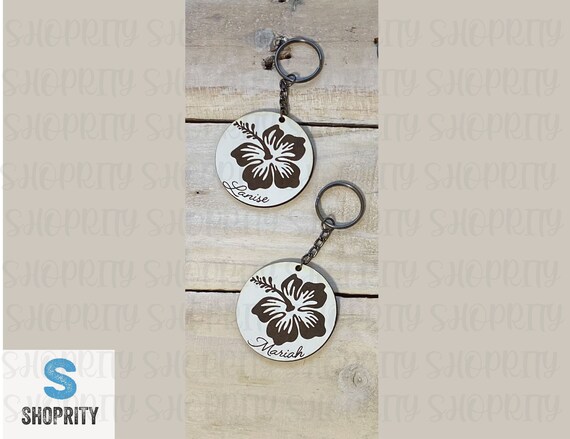 Hawaiian Hibiscus Keychainengravedpersonalized Gifthawaiian | Etsy
