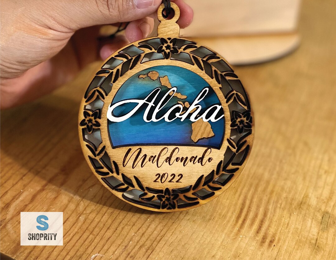 Personalized Aloha Hawaiian Wood Ornamenthawaiian Ornamentcar ...