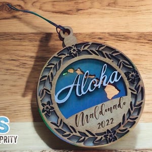 Personalized Aloha Hawaiian Wood Ornament | Tropical Car Charm ...