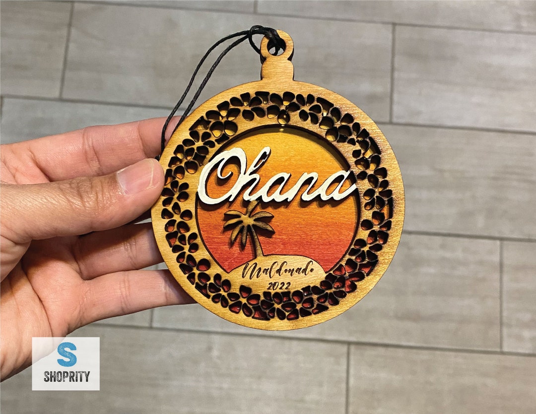 Personalized Ohana Hawaiian Wood Ornamenthawaiian Ornamentcar ...