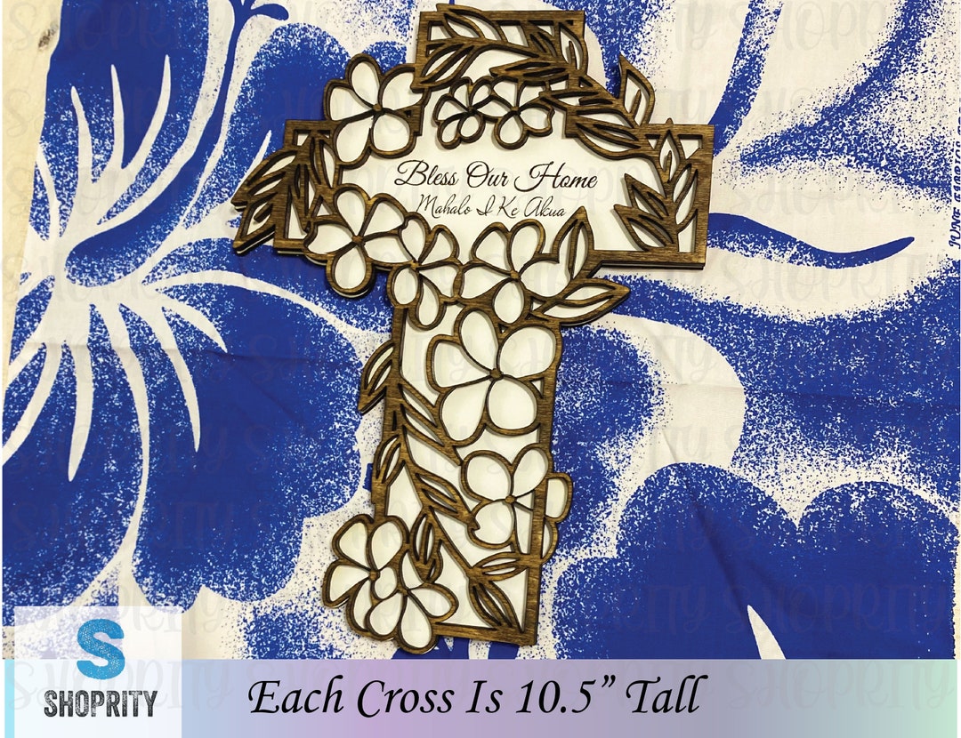 Hawaiian Puakenikeni Wood Layered Crosshawaiian Crossmahalo I Ke ...