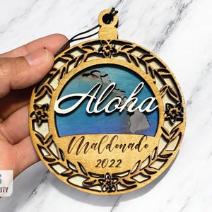 Personalized Aloha Hawaiian Wood Ornament | Tropical Car Charm ...