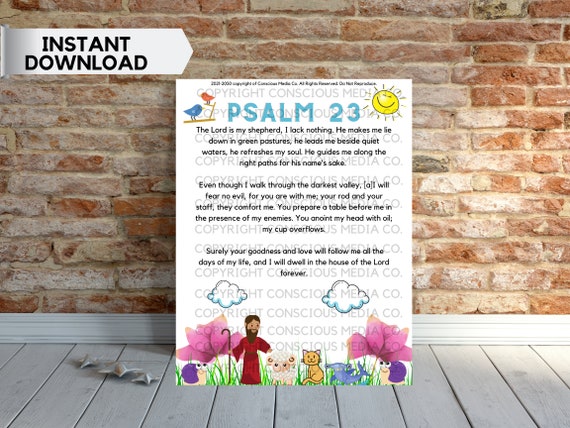 Children's Bible Verse Psalm 23 Printable Homeschool | Etsy