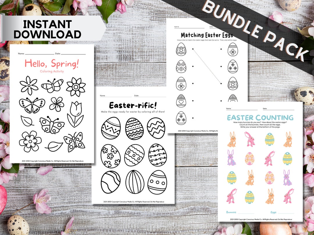 Children's Printable Easter + Spring Bundle Activity Worksheets ...