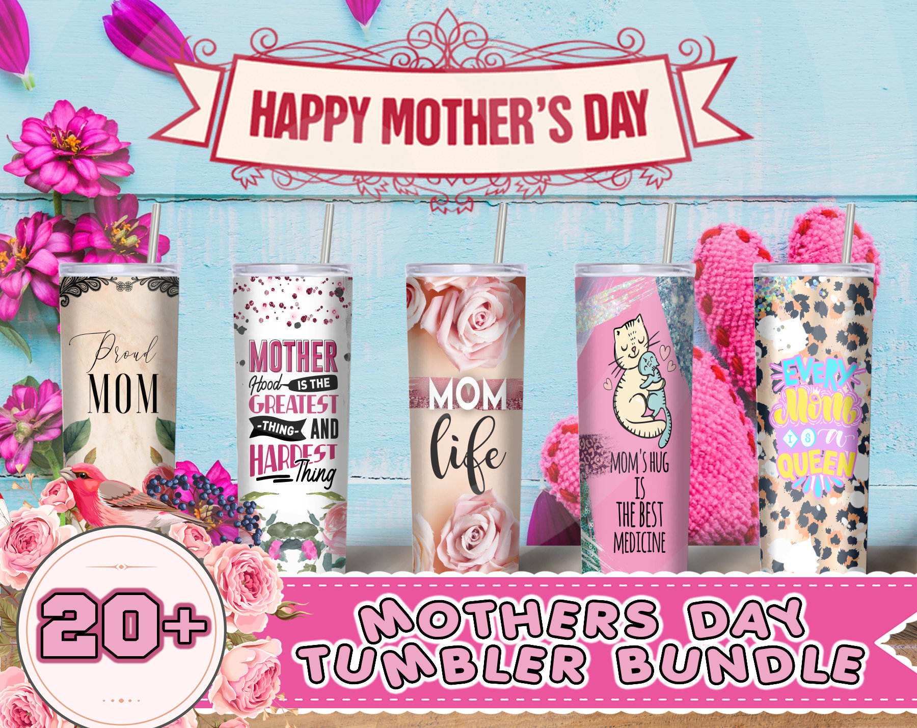 20 Mothers Day Tumbler Sublimation Designs 20 Oz30 Oz Etsy