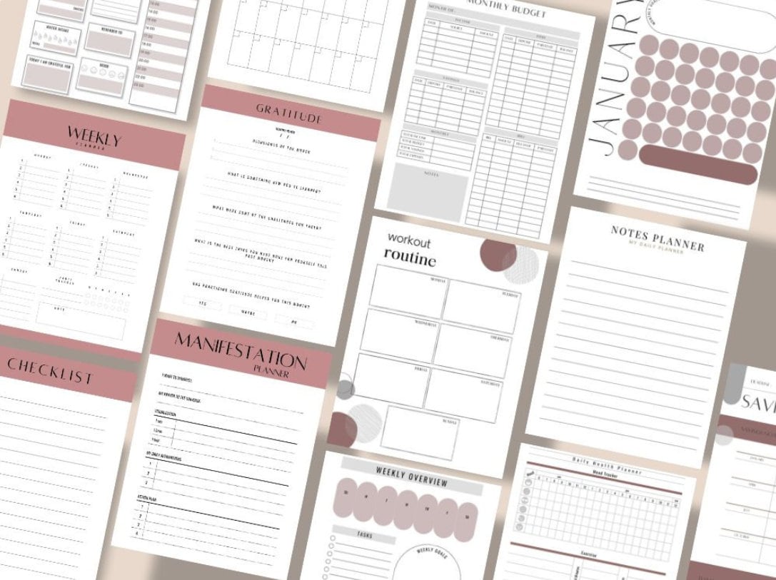 Undated Printable Planner Digital Sheets for Planning Printable ...