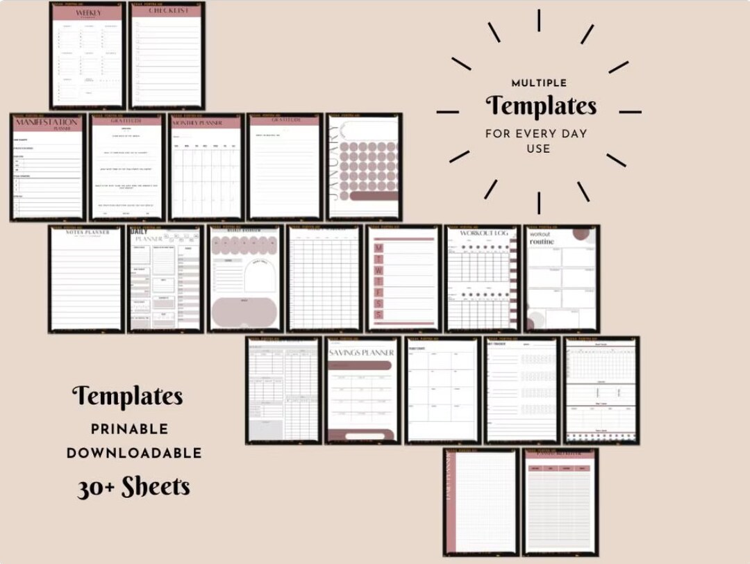 Undated Printable Planner Digital Sheets for Planning Printable ...