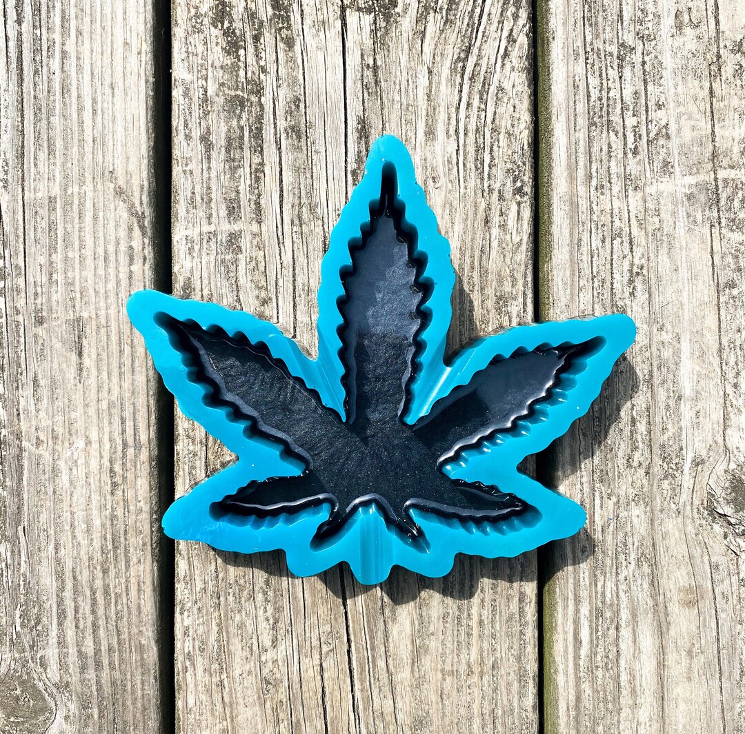 Teal and Black Resin Marijuana Leaf Ashtray - Etsy
