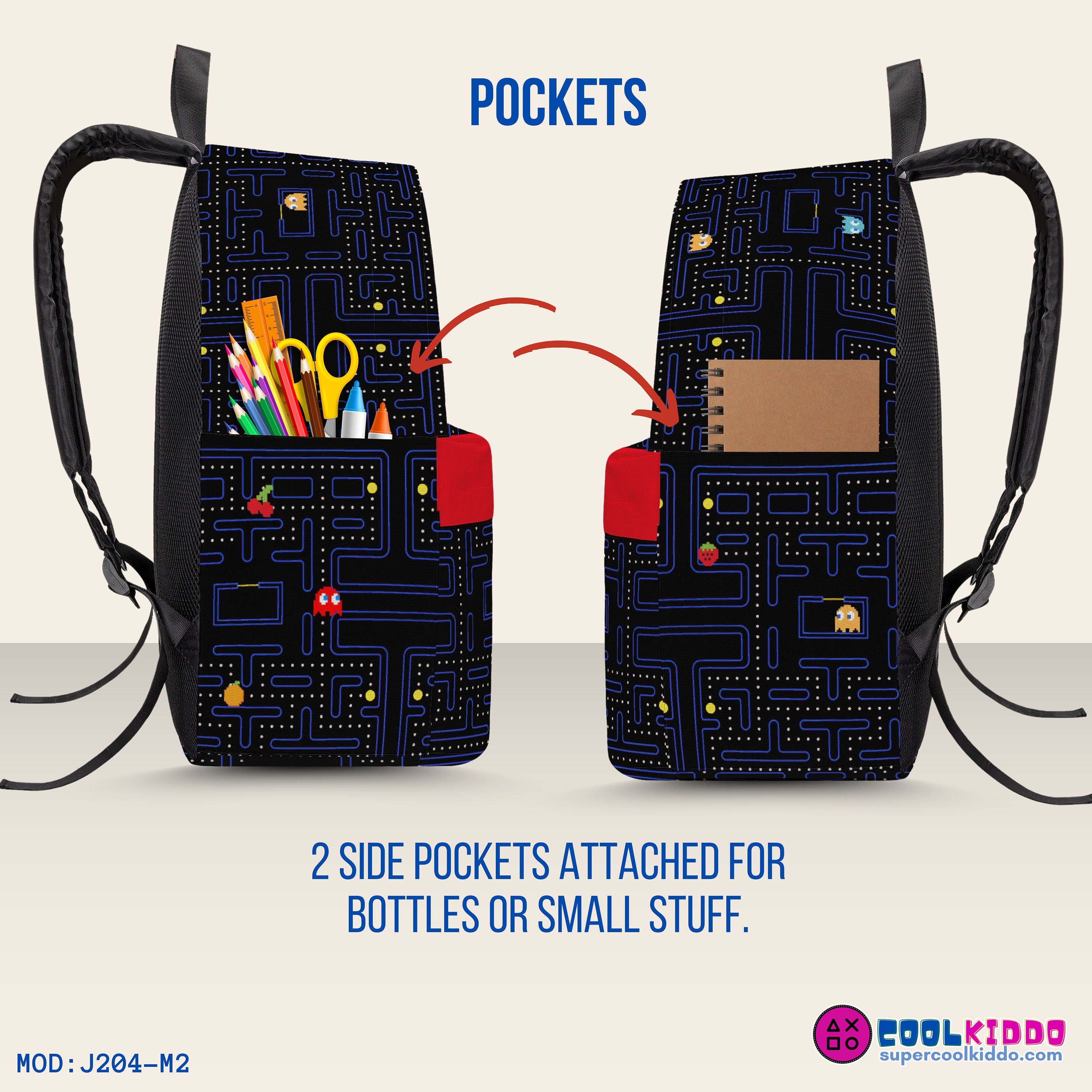 Pac-man Retro Videogame Black Backpack Lightweight Waterproof ...