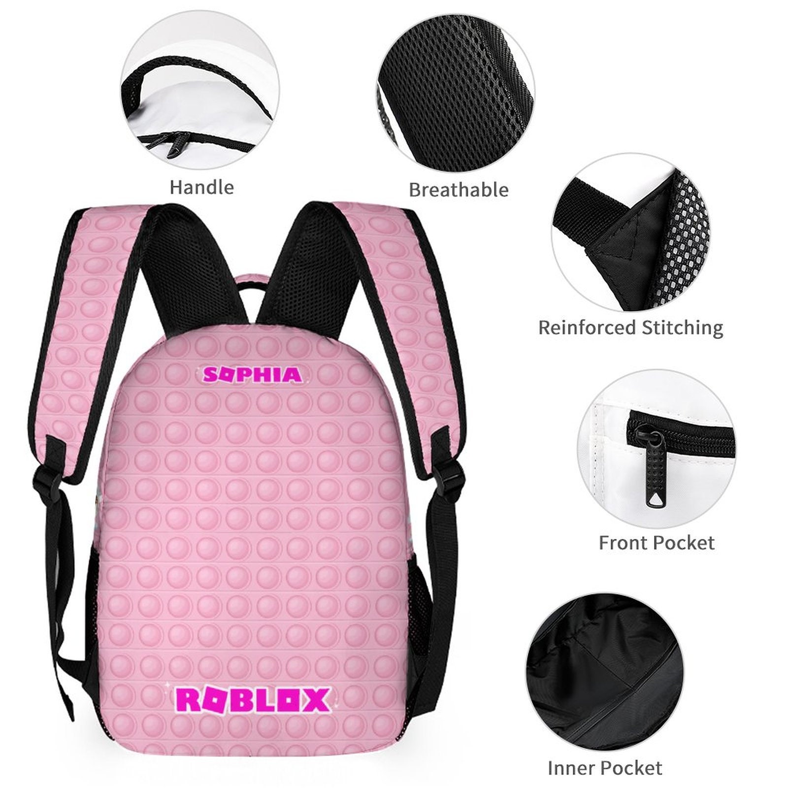 Pink Roblox Girls Backpack With Pretty Girls Characters. Cool Kiddo ...