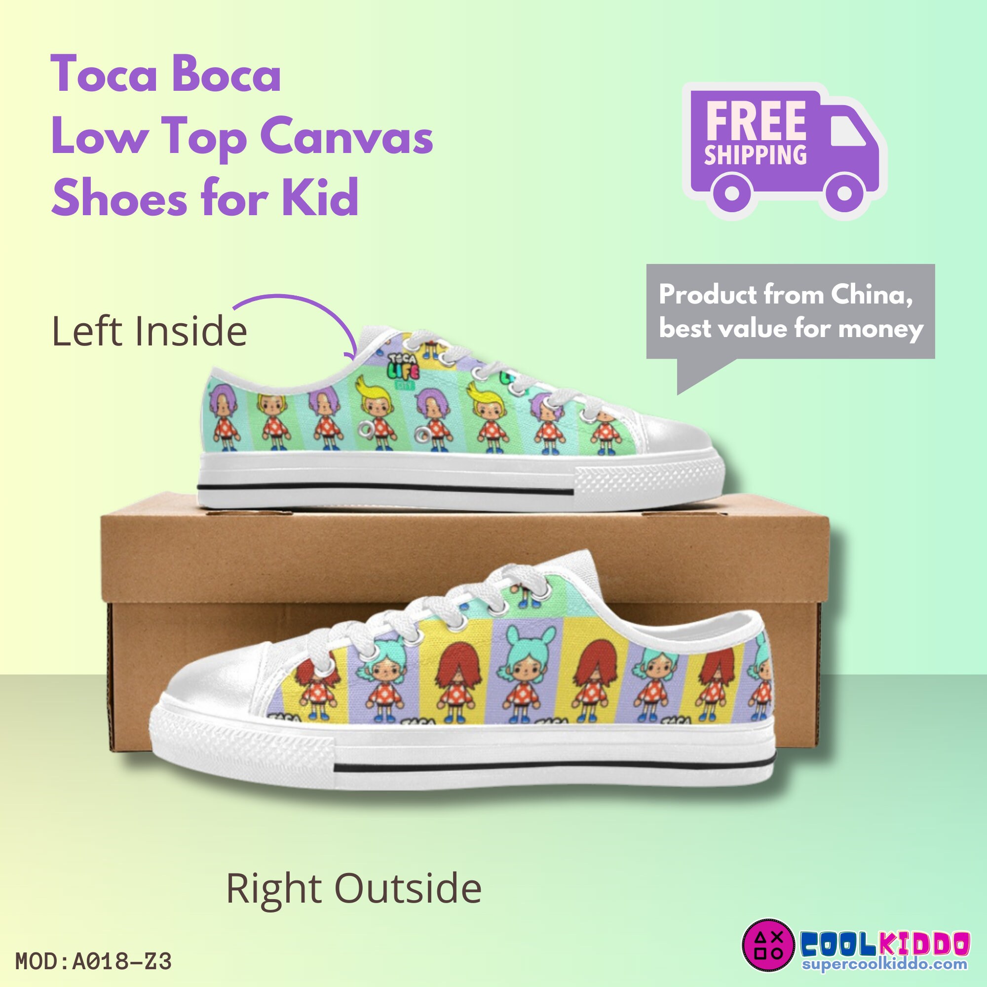 Toca Boca, Low-top Sneakers, Toca Boca Print Casual Shoes, Canvas ...