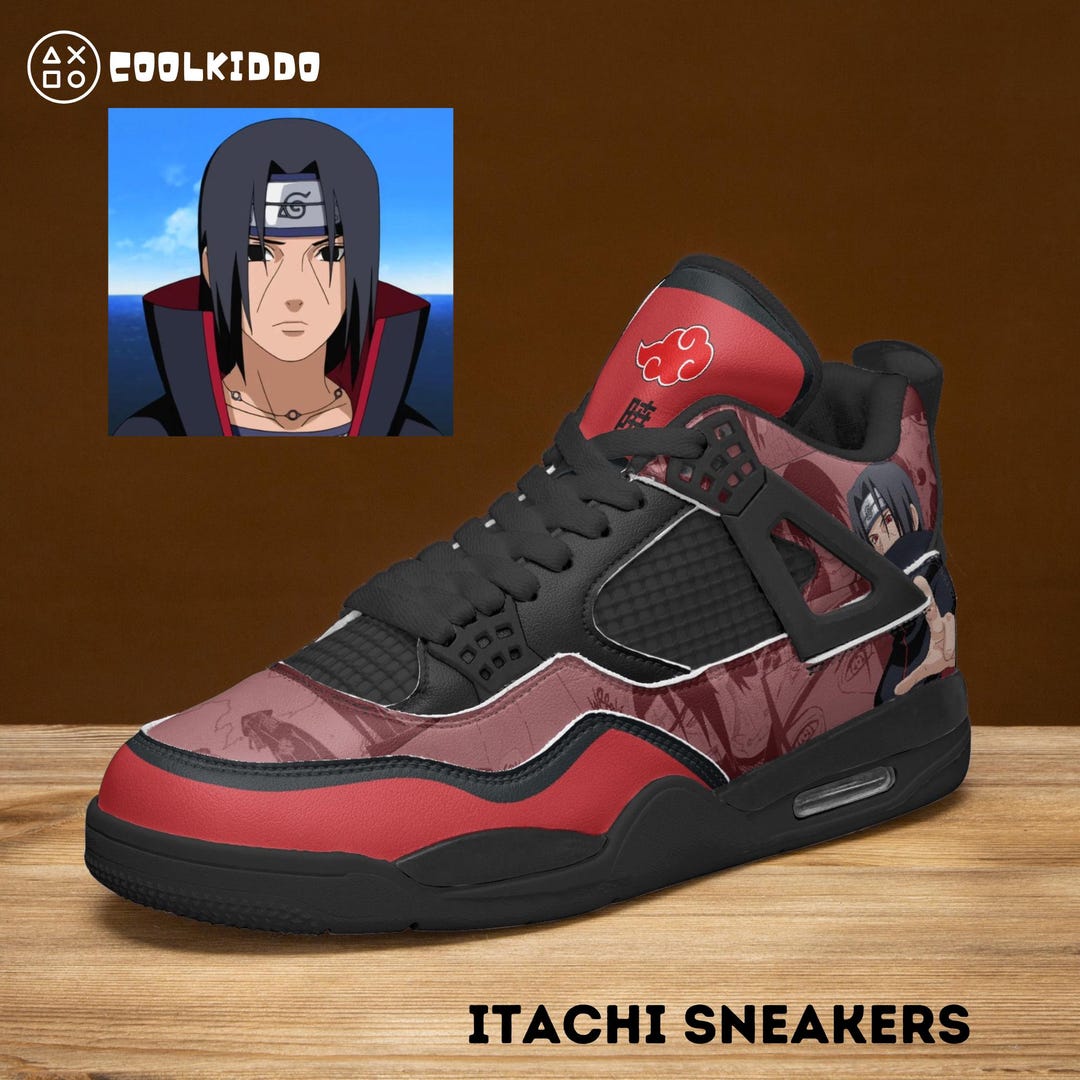 Itachi Uchiha High-top Black Sole Sneakers: Anime Basketball Kicks ...