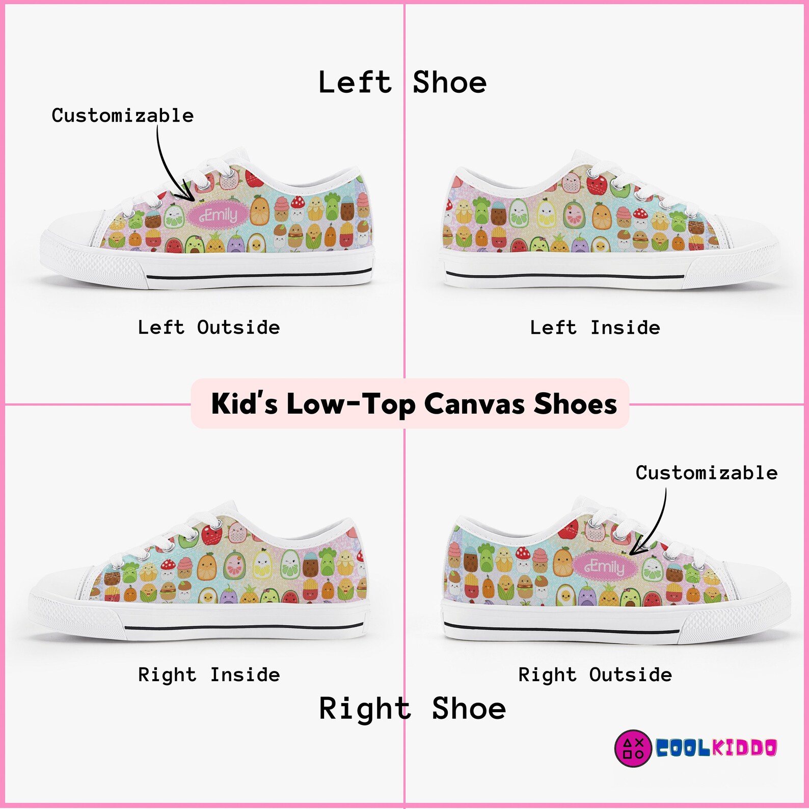Customizable Squishmallow Food Shoes for Kids Squishmallow, Low Top ...