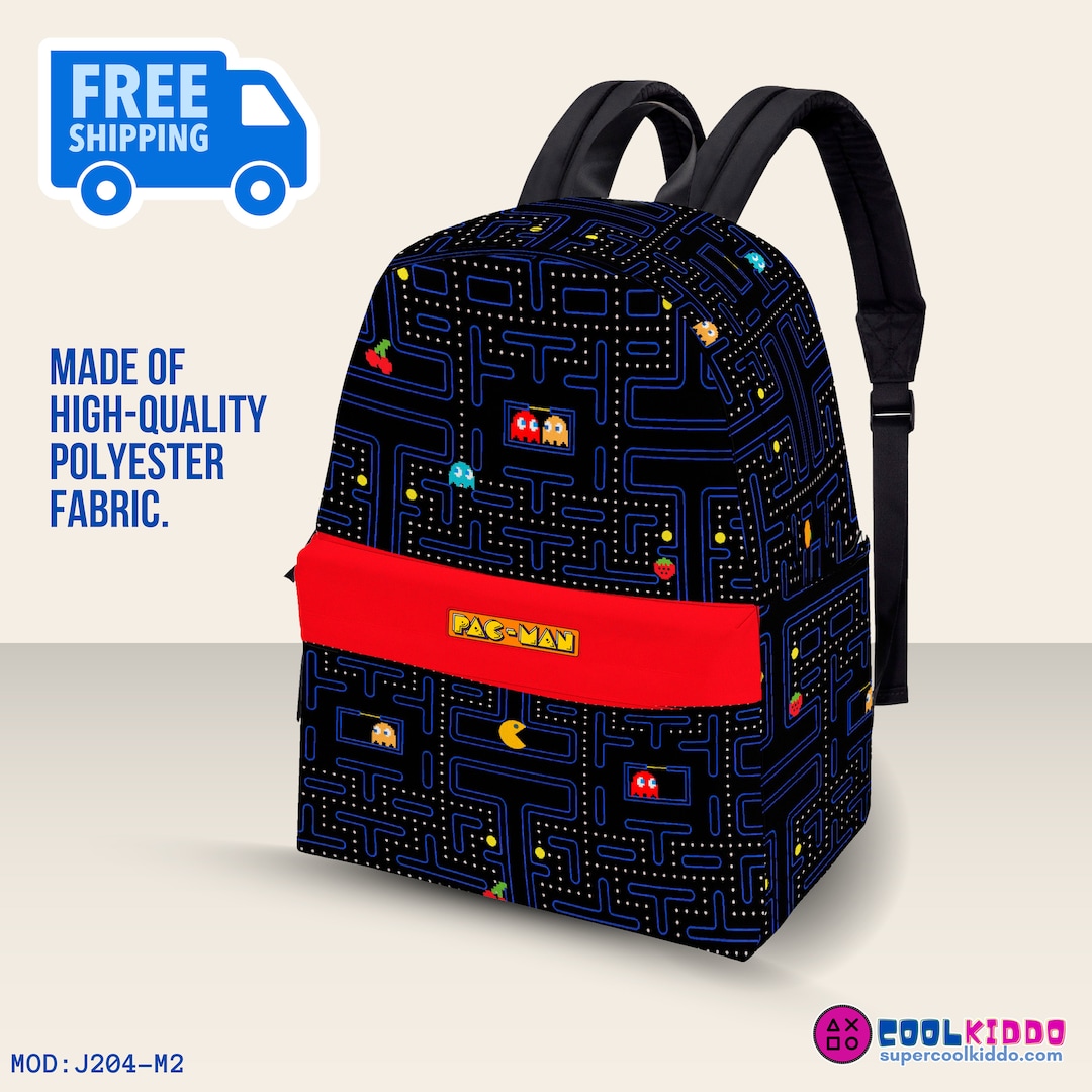 Pac-man Retro Videogame Black Backpack Lightweight Waterproof ...